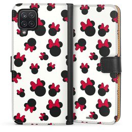 DeinDesign Galaxy A12 Handy Klapph&uuml;lle Handyh&uuml;lle aus Kunst Leder schwarz Flip Case Disney Official Licensed Product Minnie Mouse Sideflip mit langer Lasche
