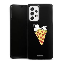 DeinDesign Galaxy A33 5G Handy Slim Case extra d&uuml;nn Silikon Handyh&uuml;lle schwarz H&uuml;lle Peanuts Pizza Snoopy Silikon Slim Case