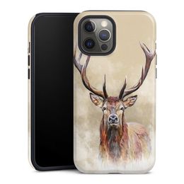 DeinDesign iPhone 12 Pro Max Handy Panzer Handyh&uuml;lle robuste Outdoor H&uuml;lle Schutzh&uuml;lle gl&auml;nzend Animal Look Deer Reindeer Tough Case
