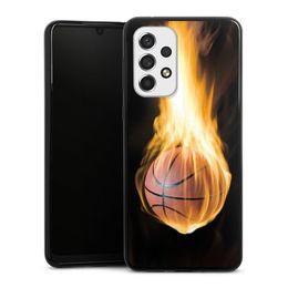 DeinDesign Galaxy A33 5G Handy Slim Case extra d&uuml;nn Silikon Handyh&uuml;lle schwarz H&uuml;lle Fire Basketball Sports Silikon Slim Case