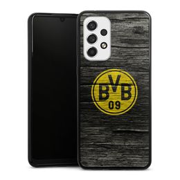 DeinDesign Galaxy A33 5G Handy Slim Case extra d&uuml;nn Silikon Handyh&uuml;lle schwarz H&uuml;lle Wooden Look Bvb Borussia Dortmund Silikon Slim Case