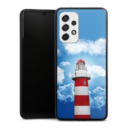 DeinDesign Galaxy A33 5G Handy Slim Case extra d&uuml;nn Silikon Handyh&uuml;lle schwarz H&uuml;lle Sky Lighthouse Cloud Silikon Slim Case