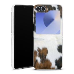DeinDesign Galaxy Z Flip 6 Handy Hard Case Schutzh&uuml;lle transparent Smartphone Handy H&uuml;lle Cow Skin Fur Cow Hard Case