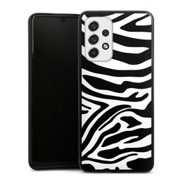 DeinDesign Galaxy A33 5G Handy Slim Case extra d&uuml;nn Silikon Handyh&uuml;lle schwarz H&uuml;lle Animal Look Zebra Animal Print Silikon Slim Case