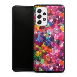 DeinDesign Galaxy A33 5G Handy Slim Case extra d&uuml;nn Silikon Handyh&uuml;lle schwarz H&uuml;lle Water Colour Colourful Points Silikon Slim Case