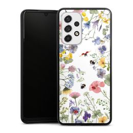 DeinDesign Galaxy A33 5G Handy Slim Case extra d&uuml;nn Silikon Handyh&uuml;lle schwarz H&uuml;lle Muster Flowers Bee Silikon Slim Case