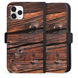 DeinDesign iPhone 11 Pro Handy Klapph&uuml;lle Handyh&uuml;lle aus Kunst Leder schwarz Flip Case Beams Wood Wooden Look Sideflip mit Lasche