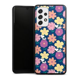 DeinDesign Galaxy A33 5G Handy Slim Case extra d&uuml;nn Silikon Handyh&uuml;lle schwarz H&uuml;lle Flowers Muster Snoopy Silikon Slim Case