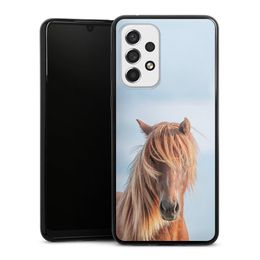 DeinDesign Galaxy A33 5G Handy Slim Case extra d&uuml;nn Silikon Handyh&uuml;lle schwarz H&uuml;lle Horse Animals Animal Look Silikon Slim Case