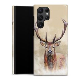 DeinDesign Galaxy S22 Ultra Handy Premium Case Smartphone Handyh&uuml;lle Schutzh&uuml;lle gl&auml;nzend Animal Look Deer Reindeer Premium Case