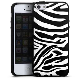 DeinDesign iPhone SE (2016-2019) Handy Silikon H&uuml;lle Case schwarz Handyh&uuml;lle Animal Look Zebra Animal Print