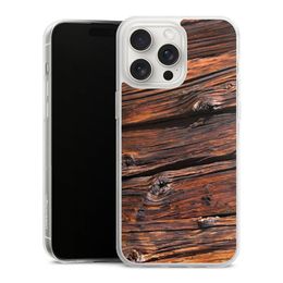 DeinDesign iPhone 15 Pro Max Handy Silikon H&uuml;lle Case transparent Handyh&uuml;lle Beams Wood Wooden Look Silikon Case
