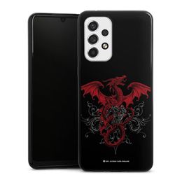 DeinDesign Galaxy A33 5G Handy Slim Case extra d&uuml;nn Silikon Handyh&uuml;lle schwarz H&uuml;lle Dragon Red Gothic Silikon Slim Case