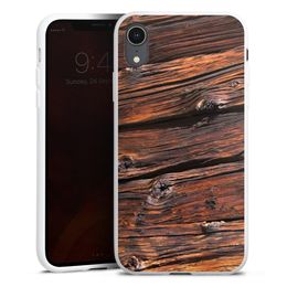 DeinDesign iPhone Xr Handy Silikon H&uuml;lle Case wei&szlig; Handyh&uuml;lle Beams Wood Wooden Look Silikon Case