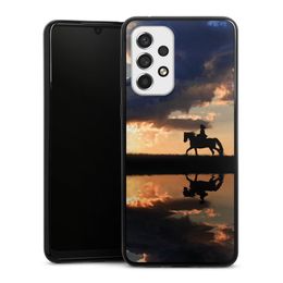 DeinDesign Galaxy A33 5G Handy Slim Case extra d&uuml;nn Silikon Handyh&uuml;lle schwarz H&uuml;lle Sunset Horse Horseback Riding Silikon Slim Case