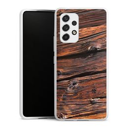 DeinDesign Galaxy A53 5G Handy Silikon H&uuml;lle Case wei&szlig; Handyh&uuml;lle Wood Beams Wooden Look Silikon Case