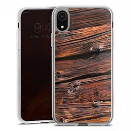 DeinDesign iPhone Xr Handy Silikon H&uuml;lle Case transparent Handyh&uuml;lle Beams Wood Wooden Look Silikon Case
