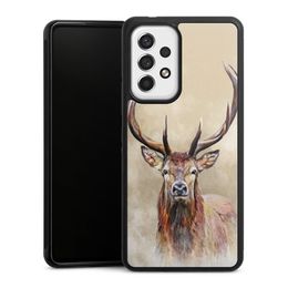 DeinDesign Galaxy A53 5G Handy Gallery Case Handyh&uuml;lle 9H Geh&auml;rtetes Glas R&uuml;ckseite H&uuml;lle Deer Animal Look Reindeer Gallery Case