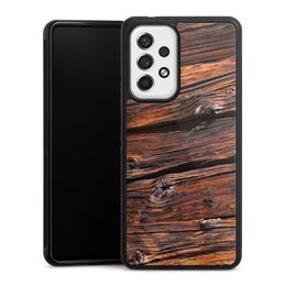 DeinDesign Galaxy A53 5G Handy Gallery Case Handyh&uuml;lle 9H Geh&auml;rtetes Glas R&uuml;ckseite H&uuml;lle Beams Wooden Look Wood Gallery Case
