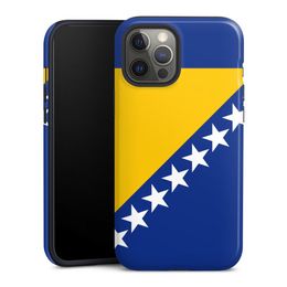 DeinDesign iPhone 12 Pro Max Handy Panzer Handyh&uuml;lle robuste Outdoor H&uuml;lle Schutzh&uuml;lle gl&auml;nzend Bosnia Flag Tough Case