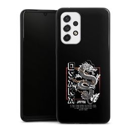 DeinDesign Galaxy A33 5G Handy Slim Case extra d&uuml;nn Silikon Handyh&uuml;lle schwarz H&uuml;lle Japan Ocean Dragon Silikon Slim Case