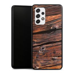 DeinDesign Galaxy A53 5G Handy Silikon H&uuml;lle Case schwarz Handyh&uuml;lle Wood Beams Wooden Look