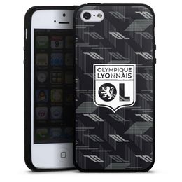 DeinDesign iPhone SE (2016-2019) Handy Silikon H&uuml;lle Case schwarz Handyh&uuml;lle Ol Olympique Lyonnais Official Licensed Product