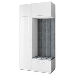 GARDEROBENSCHRANK REMA 120/240/60 cm Modern Garderobe-Set Wei&szlig;