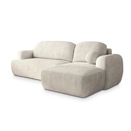 ECKSOFA MODENZA P R-S Creme Kordstoff mit Schlaffunktion