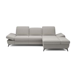 ECKSOFA FELICE R-S Beige Geflochtener Stoff mit Schlaffunktion