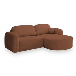 ECKSOFA AMILIA R-S Kupferfarben Boucle-Stoff mit Schlaffunktion