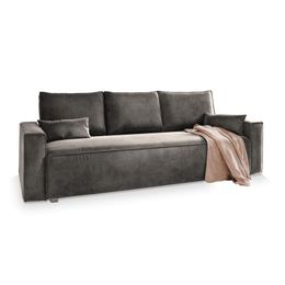 BETTSOFA ALATRI Grau Velours-Stoff mit Schlaffunktion