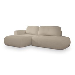 ECKSOFA NUVIRA L-S Beige Boucle-Stoff mit Schlaffunktion