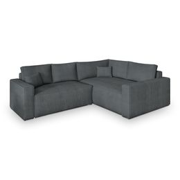 ECKSOFA ERONIS R-S Grau Kordstoff mit Schlaffunktion