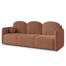 BETTSOFA SUVI III Q Hellbraun Bucle-Stoff mit Schlaffunktion