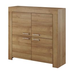 KOMMODE CIELO 120/117/37 cm mit 4 T&uuml;ren Eichefarben