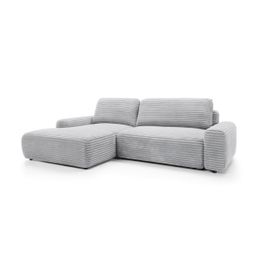 ECKSOFA OSSO Grau Velours-Stoff mit Schlaffunktion