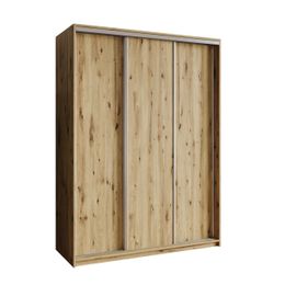 SCHWEBET&Uuml;RENSCHRANK NISSE 150/205/60 cm 3-t&uuml;rig Eiche Artisan