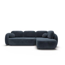 ECKSOFA AMICO II R-S Dunkelblau Geflochtener Stoff mit Schlaffunktion