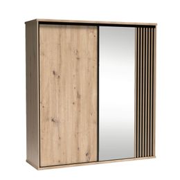 SCHWEBET&Uuml;RENSCHRANK ALMERIA 199/216/60,2 cm -t&uuml;rig mit Spiegel Eiche Artisan