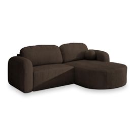 ECKSOFA AMILIA P R-S Braun Kordstoff mit Schlaffunktion