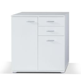 KOMMODE MICHELE 71/75/35 cm mit 2 Schubladen 2 T&uuml;ren Wei&szlig;