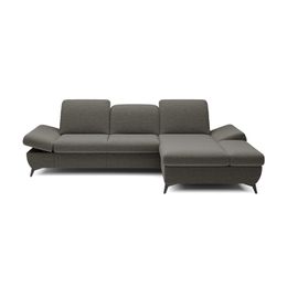 ECKSOFA FELICE R-S Grau Geflochtener Stoff mit Schlaffunktion