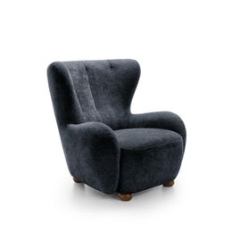 SESSEL MIST, Polstersessel Klassisch Loungesessel, Chenille-Stoff Schwarz