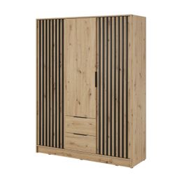 DREHT&Uuml;RENSCHRANK NELIANA 155/200/51 cm 3-t&uuml;rig Eiche Artisan
