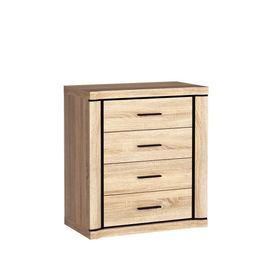 KOMMODE MALAGA 80,5/91/45cm mit 4 Schubladen T&uuml;ren Sonoma Eiche