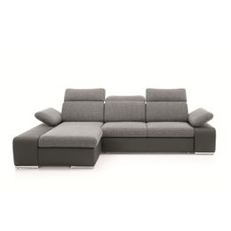 ECKSOFA TRENTO Grau Geflochtener Stoff mit Schlaffunktion