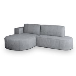 ECKSOFA CORTIO P L-S Hellgrau Kordstoff mit Schlaffunktion