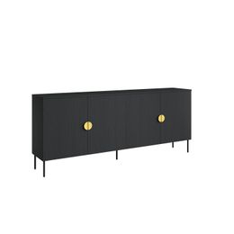 KOMMODE AXIS 213,2/87,6/40cm mit Schubladen 4 T&uuml;ren Schwarz