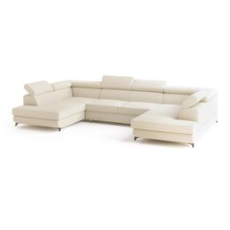 WOHNLANDSCHAFT VINTESSA Creme Boucle-Stoff mit Schlaffunktion